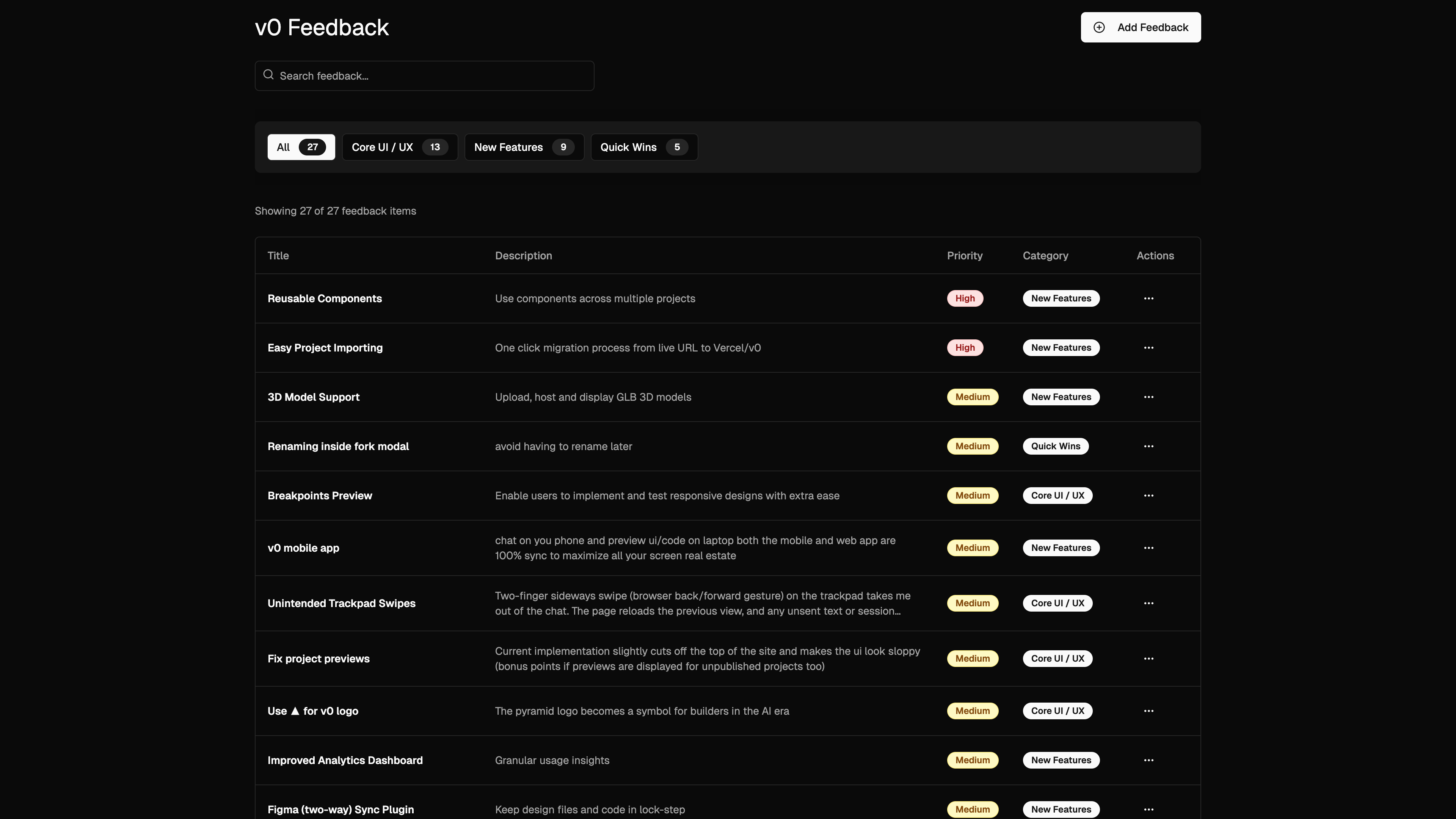 v0 Feedback App - Apps & Games Templates - v0 by Vercel