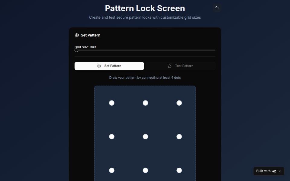 Pattern lock screen - Apps & Games Templates - v0 by Vercel