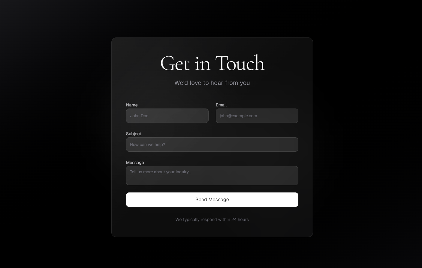 Clean & Minimalistic Glass Contact Form - Components Templates - v0 by ...