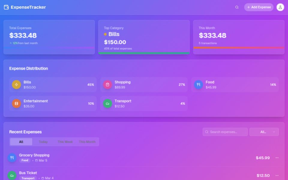 Expense Tracker - Apps & Games Templates - v0 by Vercel