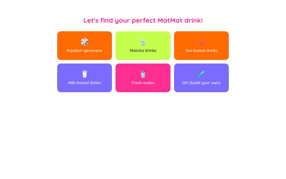 Matmat Boba Tea quiz app - Apps & Games Templates - v0 by Vercel