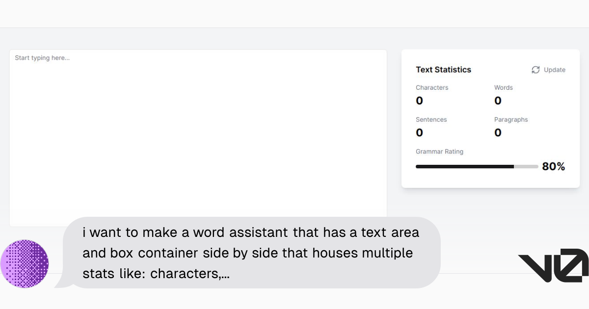 i want to make a word assistant that has a text area and box container ...
