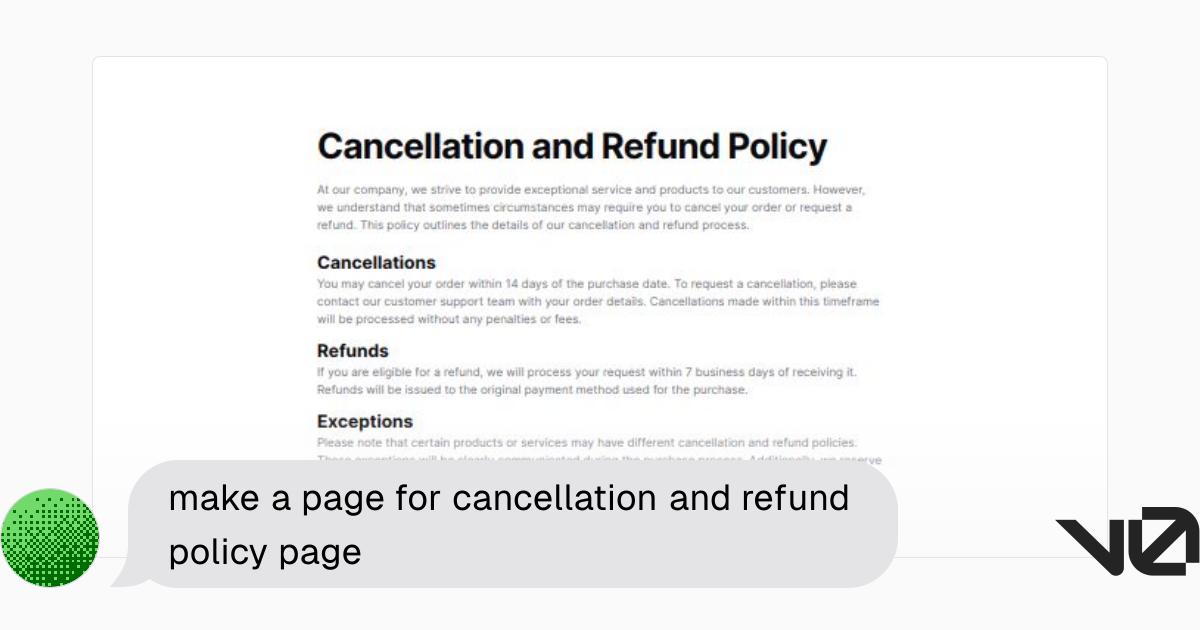 make a page for cancellation and refund policy page | A shadcn/ui and ...