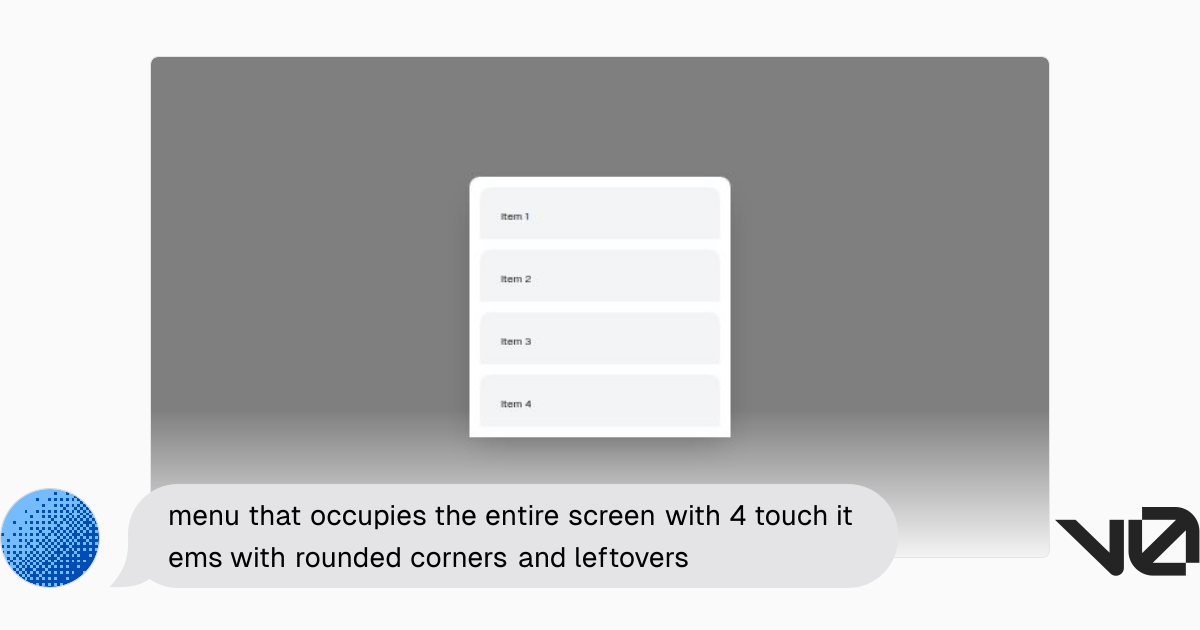 menu that occupies the entire screen with 4 touch items with rounded ...