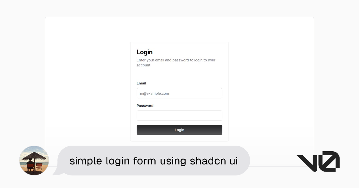 simple login form using shadcn ui | A shadcn/ui and v0 generation - v0