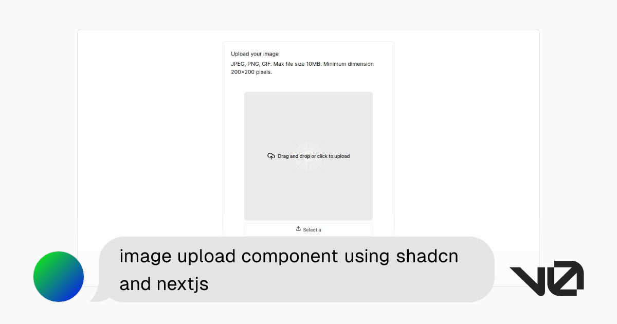 image upload component using shadcn and nextjs | A shadcn/ui and v0 generation - v0