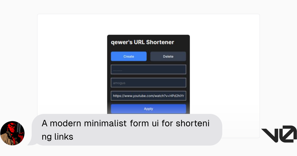 A modern minimalist form ui for shortening links | A shadcn/ui and v0 ...