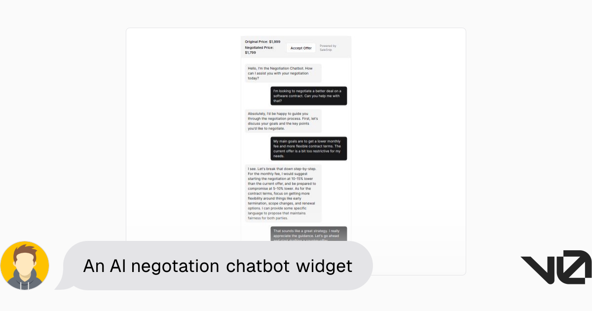 An AI negotation chatbot widget | A shadcn/ui and v0 generation - v0