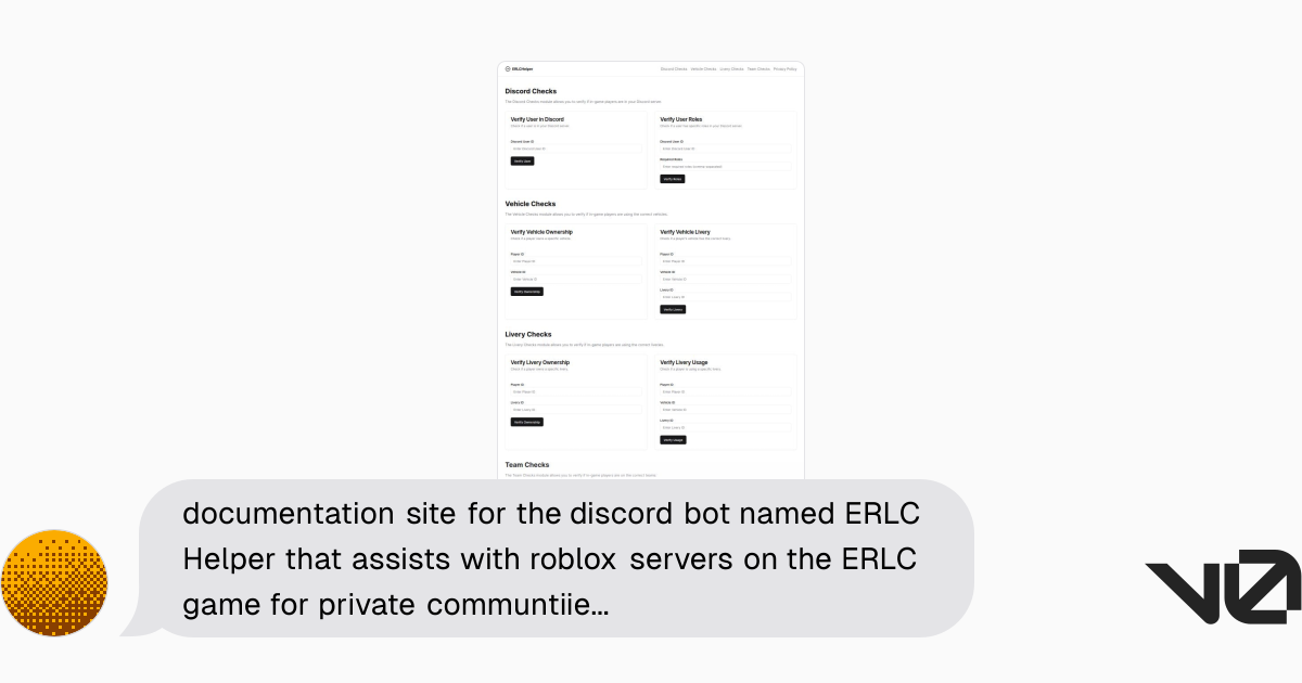 documentation site for the discord bot named ERLCHelper that assists ...