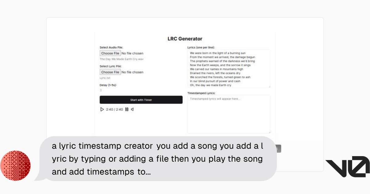a lyric timestamp creator you add a song you add a lyric by typing or ...
