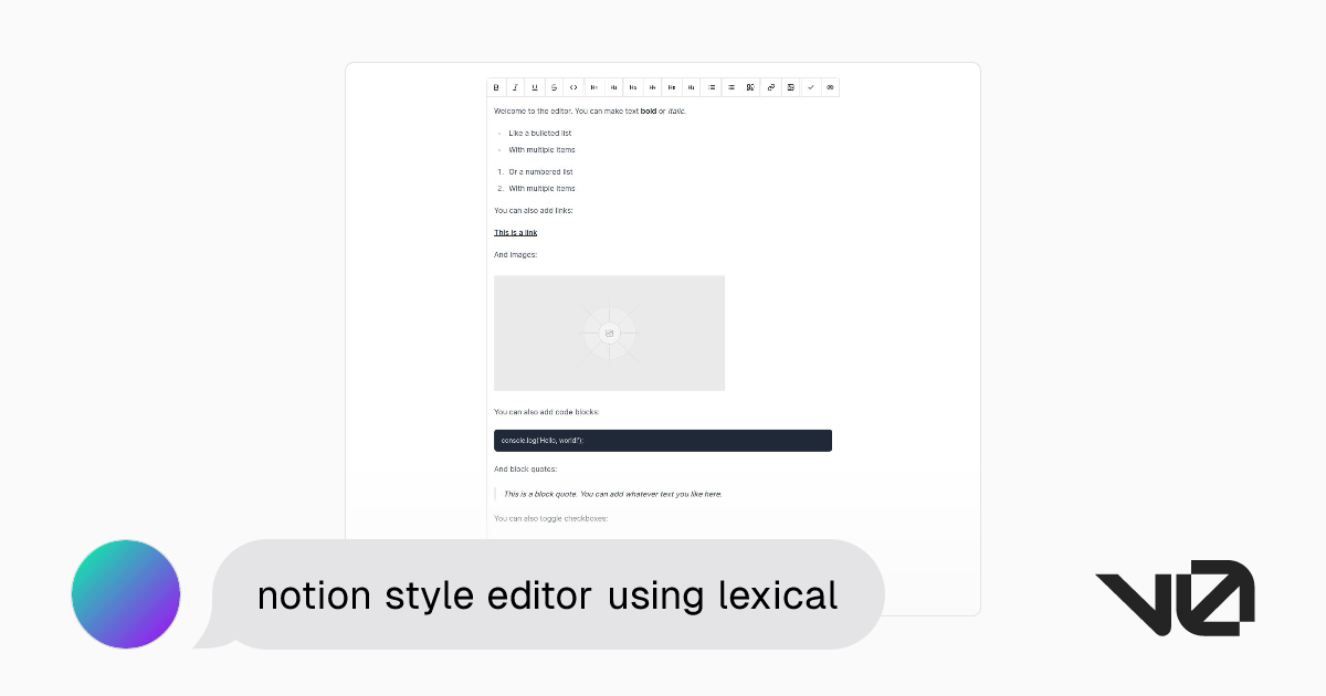 notion style editor using lexical | A shadcn/ui and v0 generation - v0