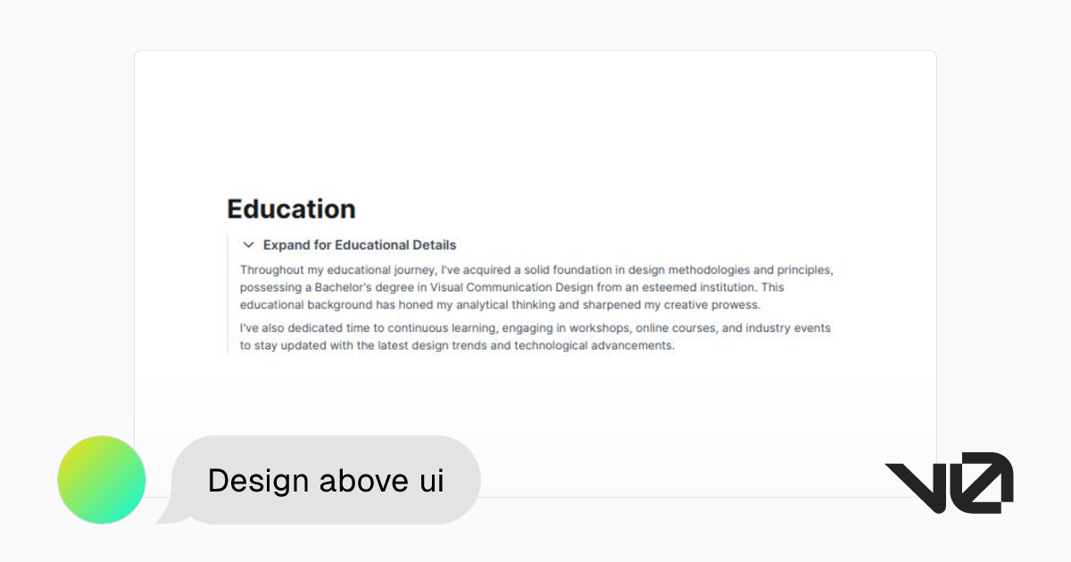 Design above ui | A shadcn/ui and v0 generation - v0