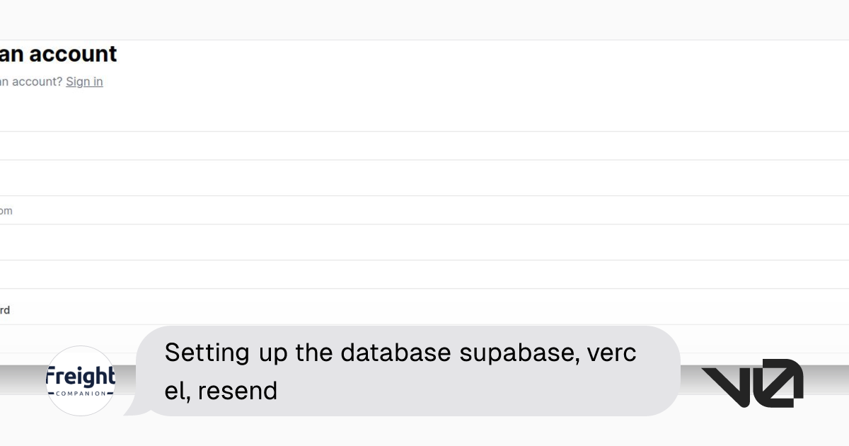 Setting up the database supabase, vercel, resend | A shadcn/ui and v0 generation - v0