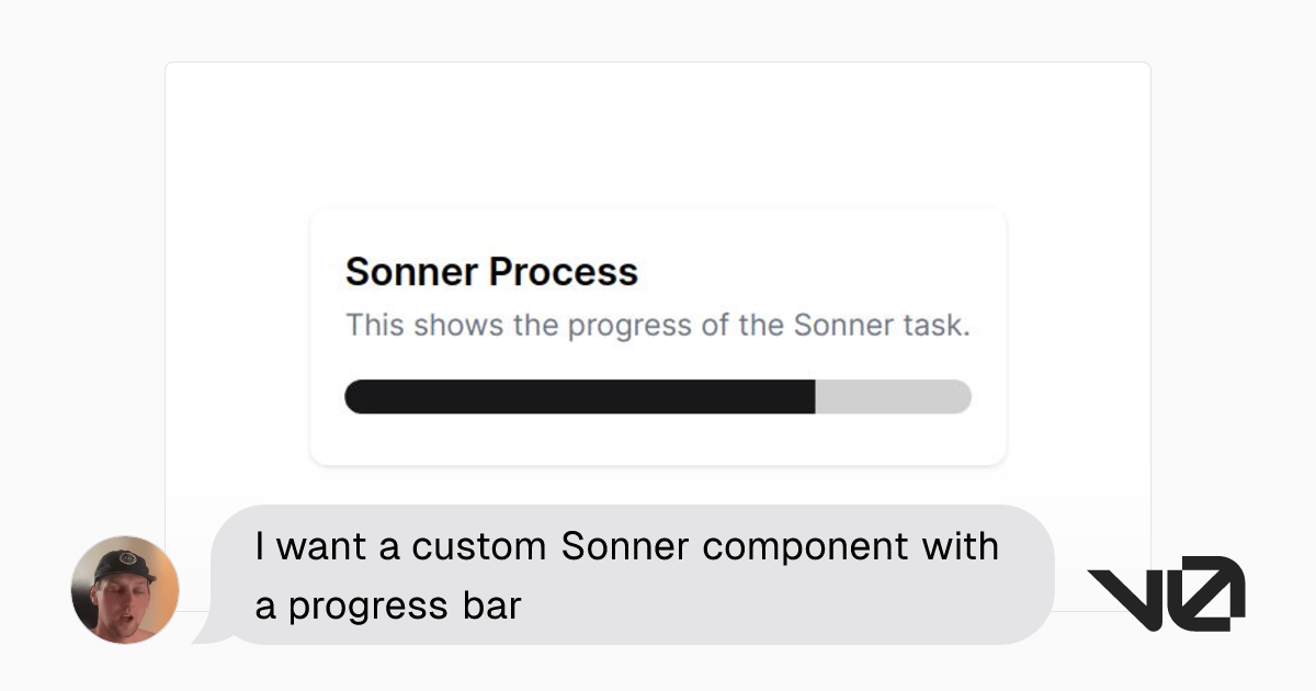 I want a custom Sonner component with a progress bar | A shadcn/ui and v0 generation - v0