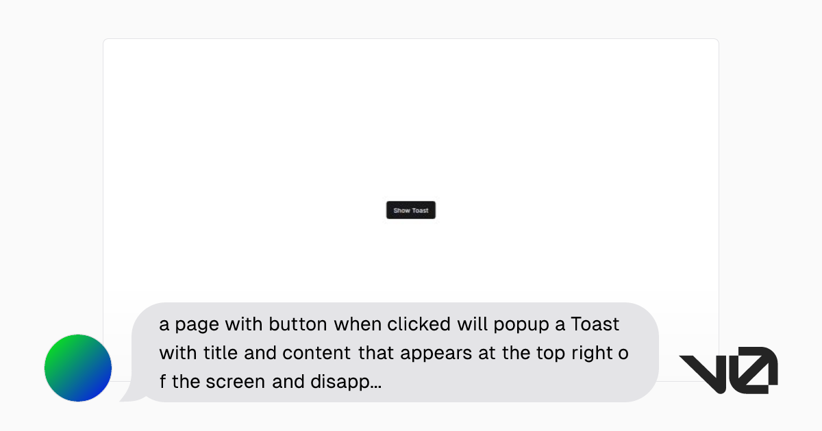 a page with button when clicked will popup a Toast with title and content that appears at the ...