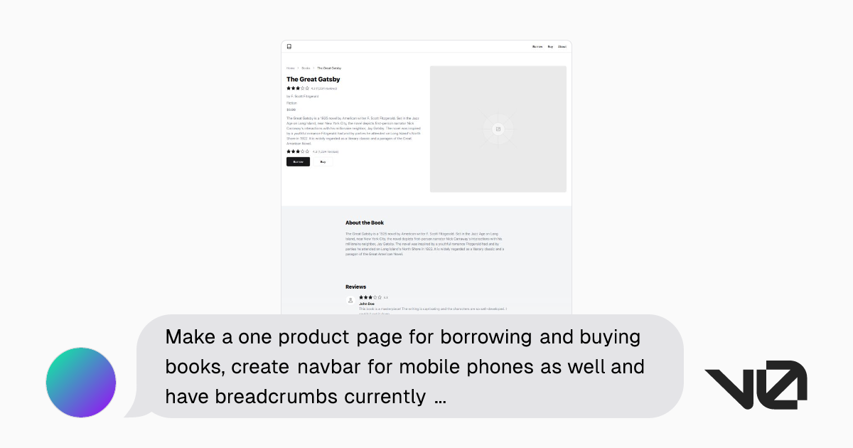 Make a one product page for borrowing and buying books, create navbar ...