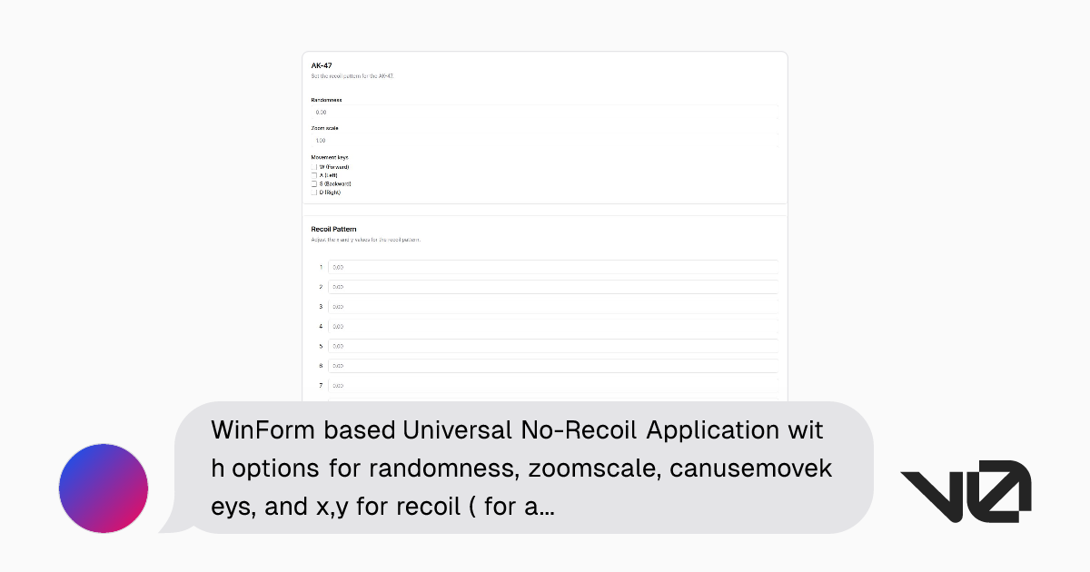 WinForm based Universal No-Recoil Application with options for randomness, zoomscale ...