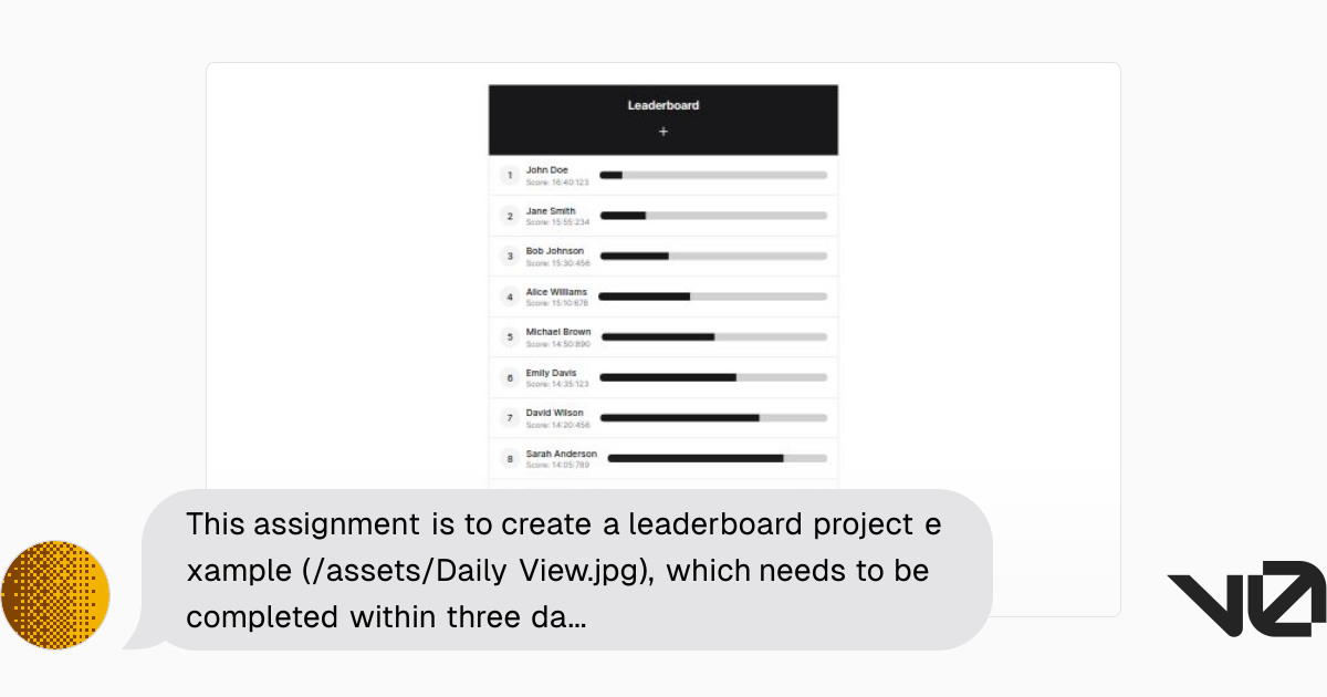 This assignment is to create a leaderboard project example (/assets ...
