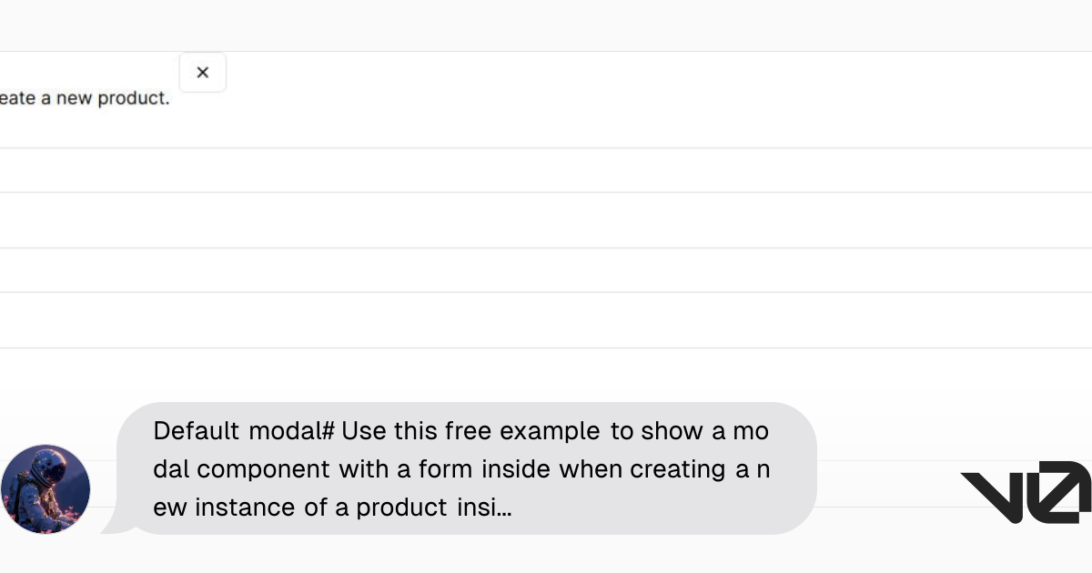 Default modal# Use this free example to show a modal component with a ...