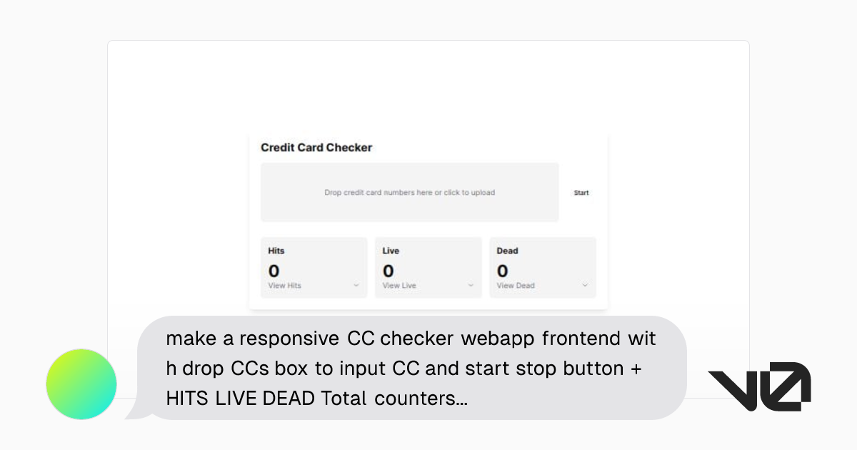 make a responsive CC checker webapp frontend with drop CCs box to input ...