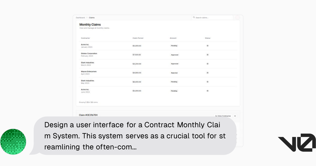 Design a user interface for a Contract Monthly Claim System. This ...
