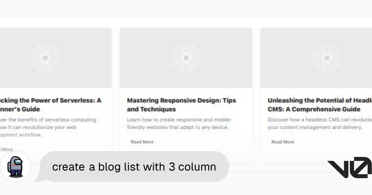 create a blog list with 3 column | A shadcn/ui and v0 generation - v0