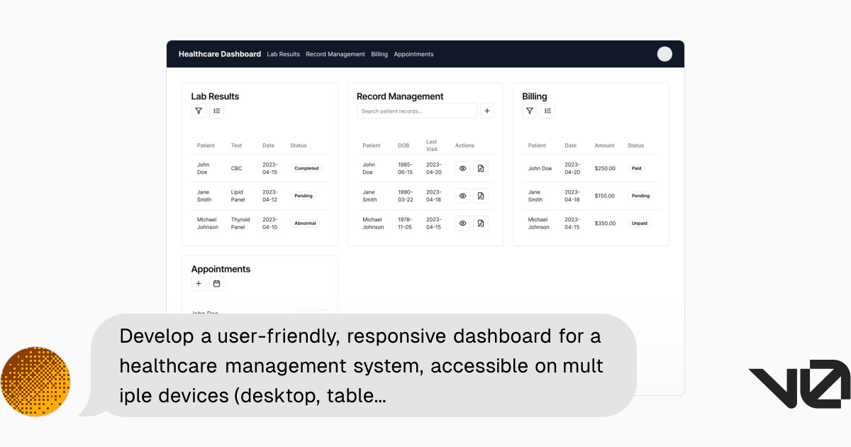 Develop a user-friendly, responsive dashboard for a healthcare ...