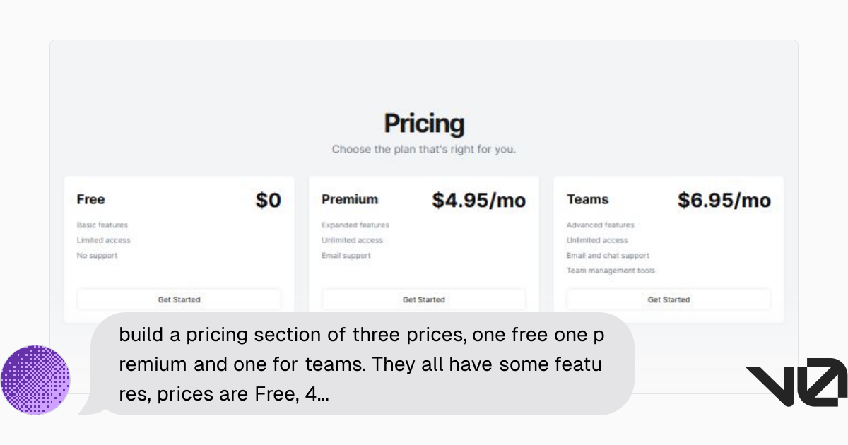 build a pricing section of three prices, one free one premium and one ...