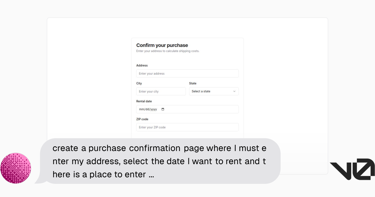 create a purchase confirmation page where I must enter my address ...