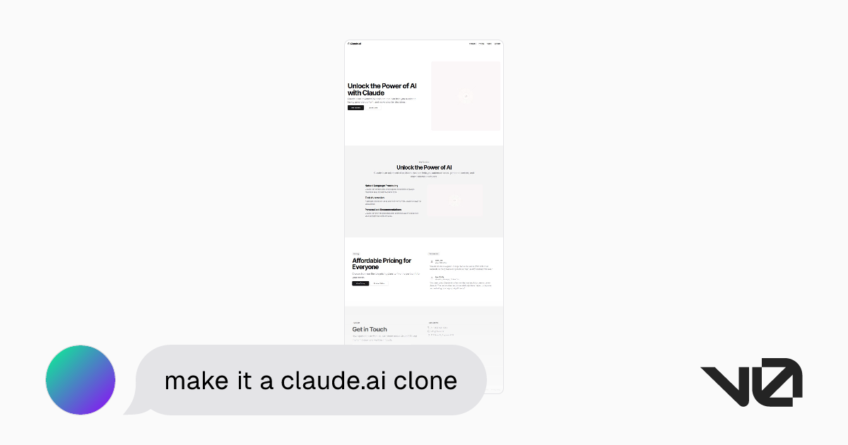 make it a claude.ai clone | A shadcn/ui and v0 generation - v0
