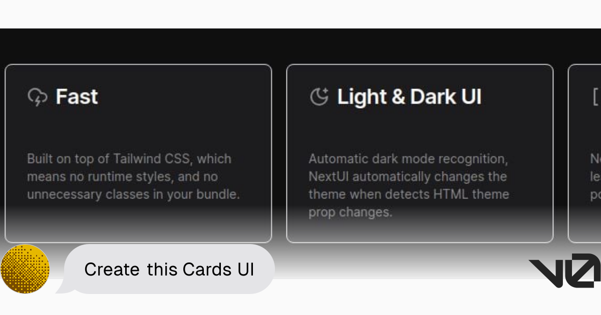 Create this Cards UI | A shadcn/ui and v0 generation - v0