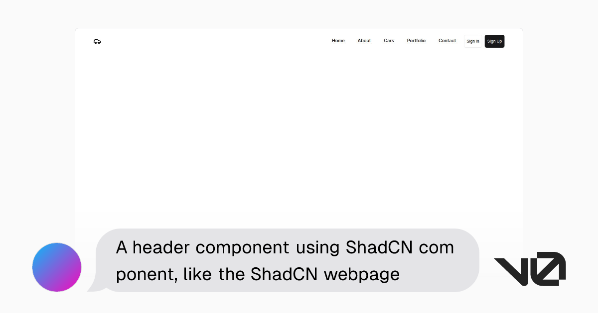A header component using ShadCN component, like the ShadCN webpage | A shadcn/ui and v0 ...