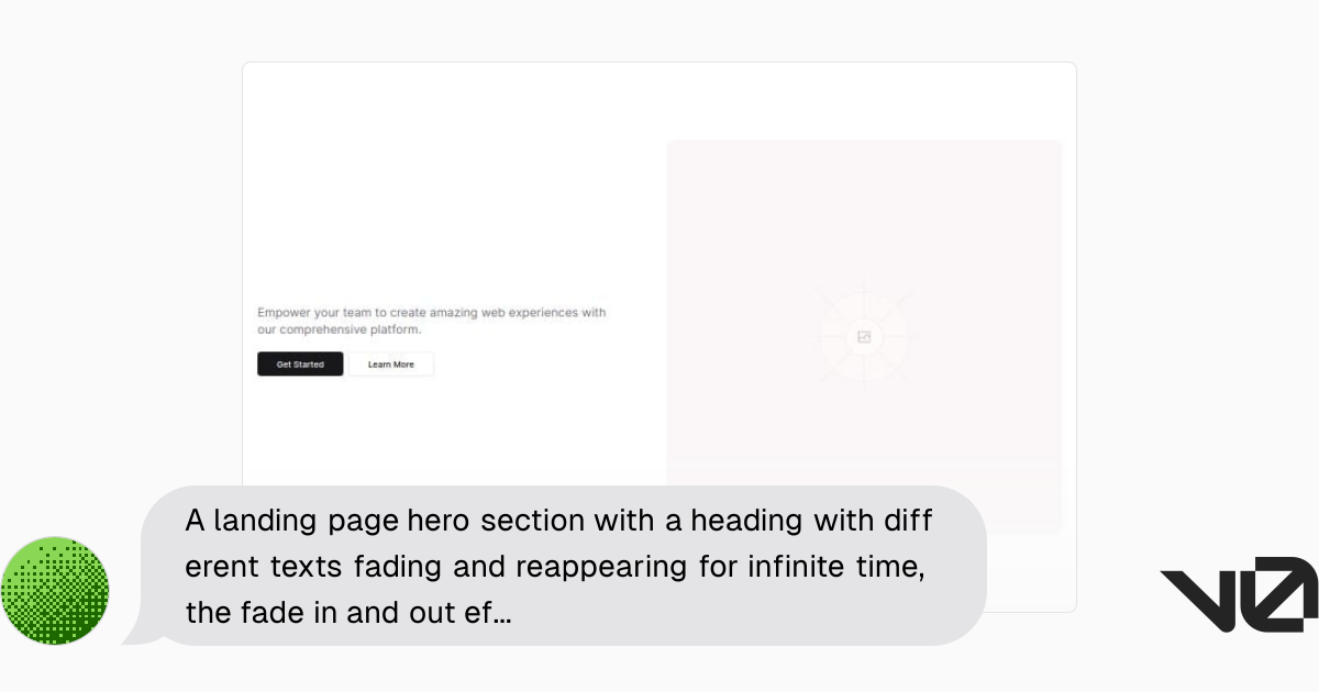 A landing page hero section with a heading with different texts fading ...