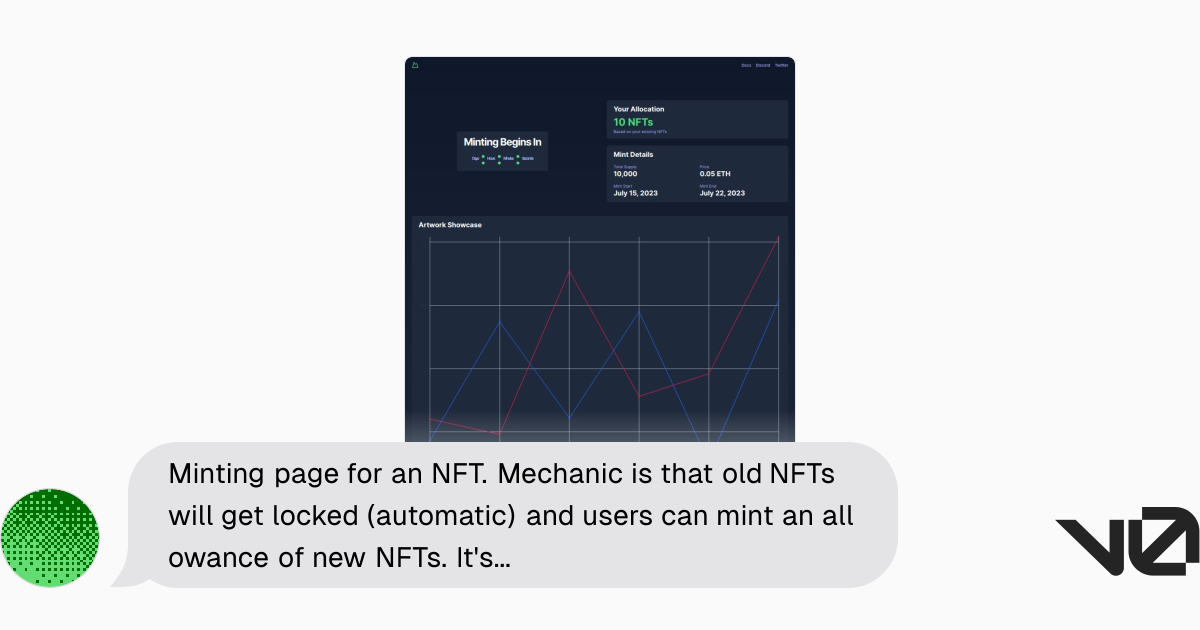 Minting page for an NFT. Mechanic is that old NFTs will get locked ...
