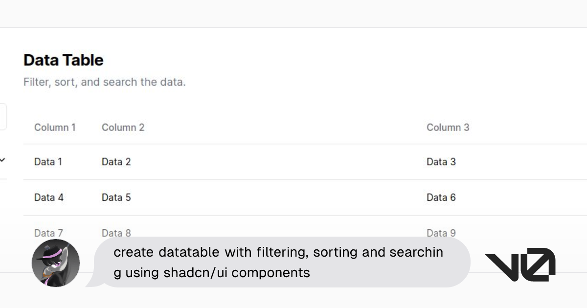 create datatable with filtering, sorting and searching using shadcn/ui components | A shadcn/ui ...
