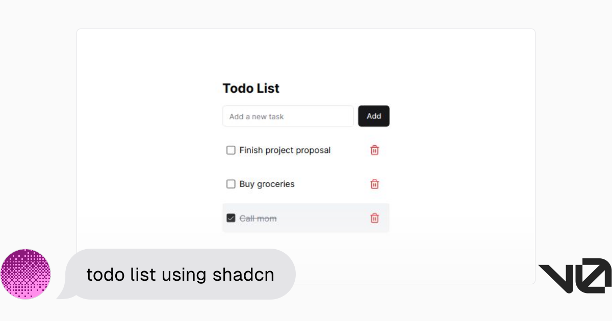 todo list using shadcn | A shadcn/ui and v0 generation - v0