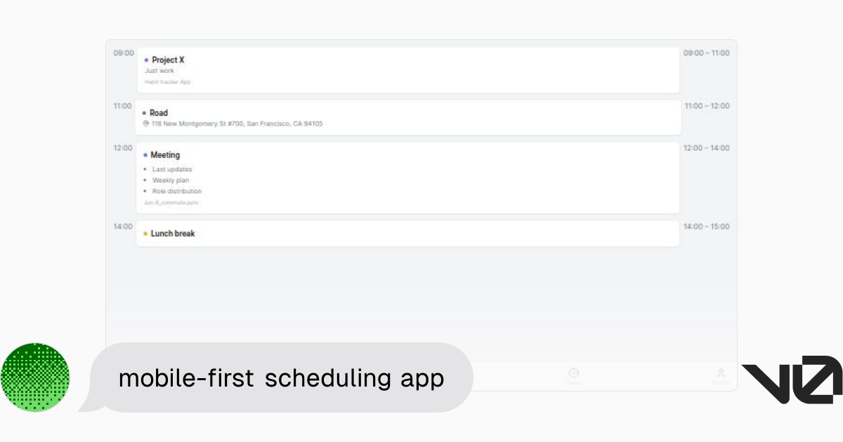 mobile-first scheduling app | A shadcn/ui and v0 generation - v0