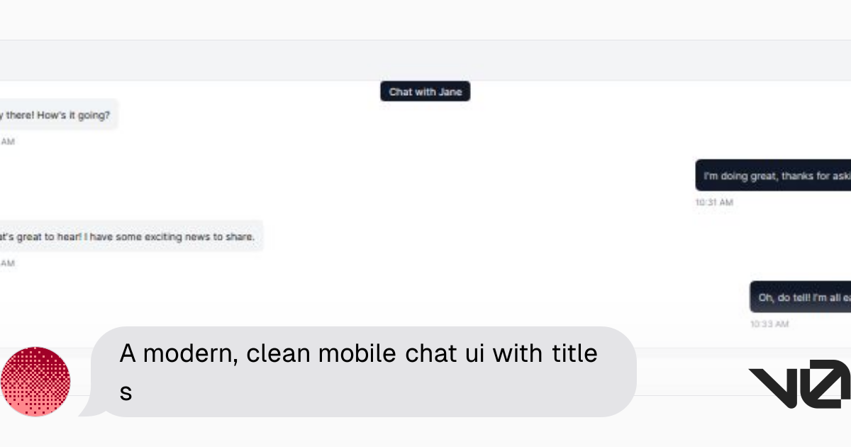 A modern, clean mobile chat ui with titles | A shadcn/ui and v0 ...