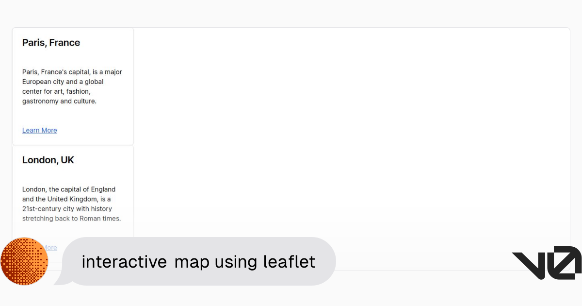 interactive map using leaflet | A shadcn/ui and v0 generation - v0