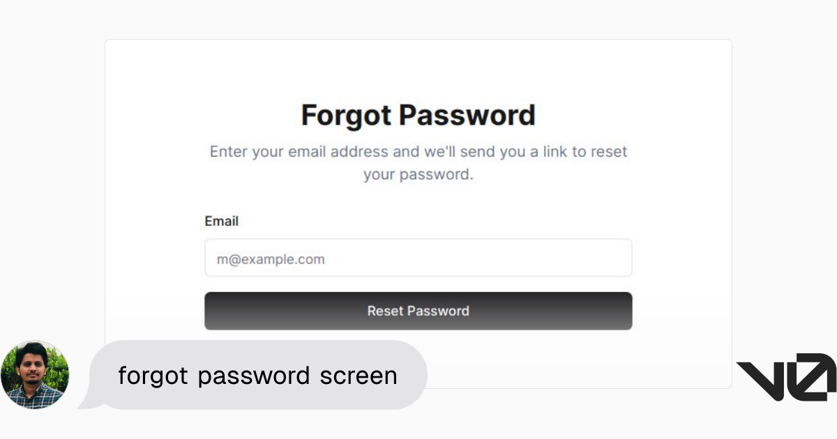 forgot password screen | A shadcn/ui and v0 generation - v0