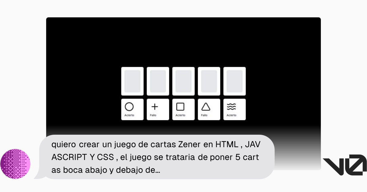 quiero crear un juego de cartas Zener en HTML , JAVASCRIPT Y CSS , el ...