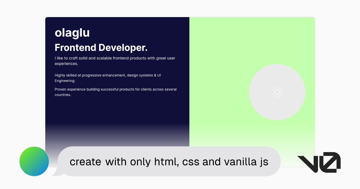 create with only html, css and vanilla js | A shadcn/ui and v0 generation - v0