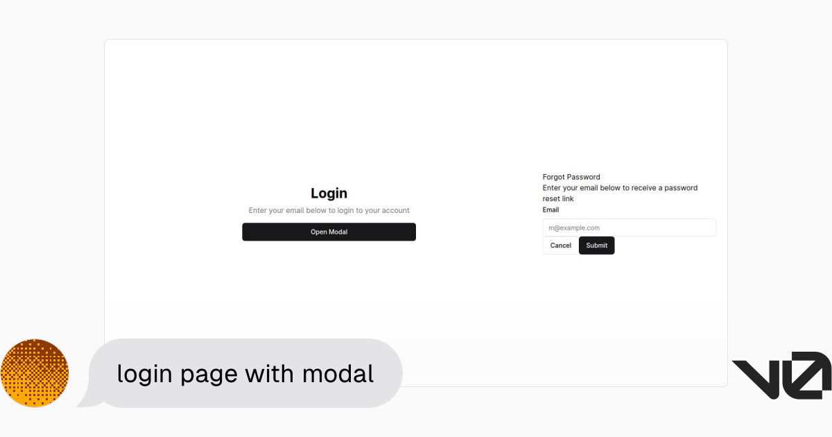login page with modal | A shadcn/ui and v0 generation - v0