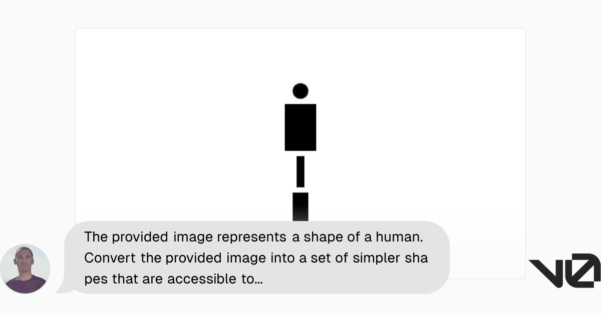 The provided image represents a shape of a human. Convert the provided ...