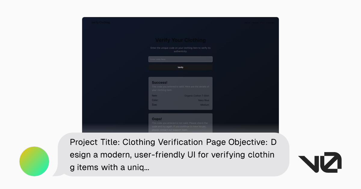 Project Title: Clothing Verification Page Objective: Design a modern ...
