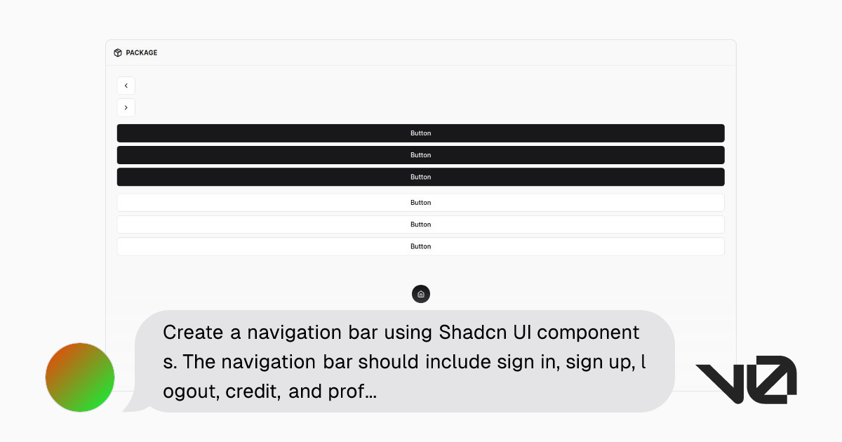 Create a navigation bar using Shadcn UI components. The navigation bar should include sign in ...