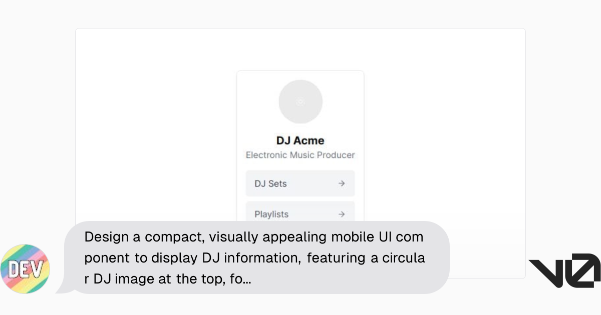 Design a compact, visually appealing mobile UI component to display DJ ...