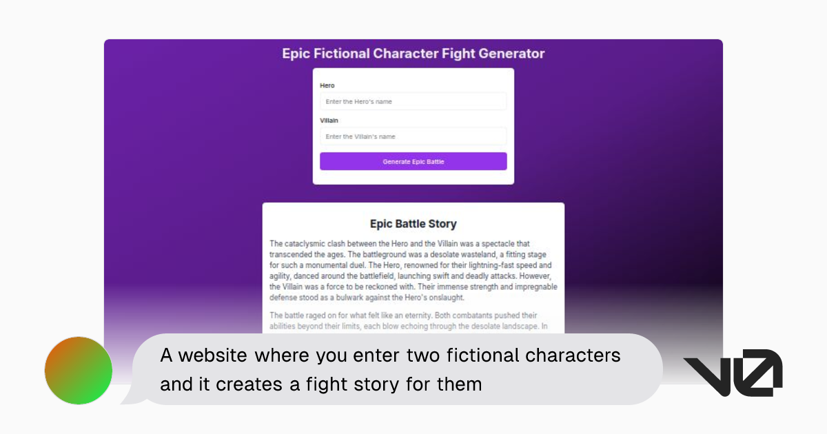 A website where you enter two fictional characters and it creates a ...