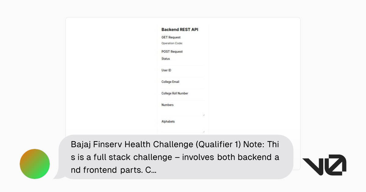 Bajaj Finserv Health Challenge (Qualifier 1) Note: This is a full stack challenge – involves ...