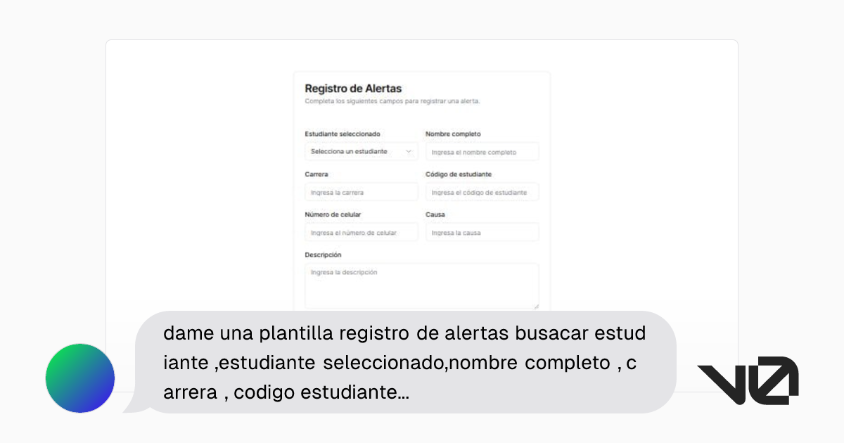 dame una plantilla registro de alertas busacar estudiante ,estudiante seleccionado,nombre ...
